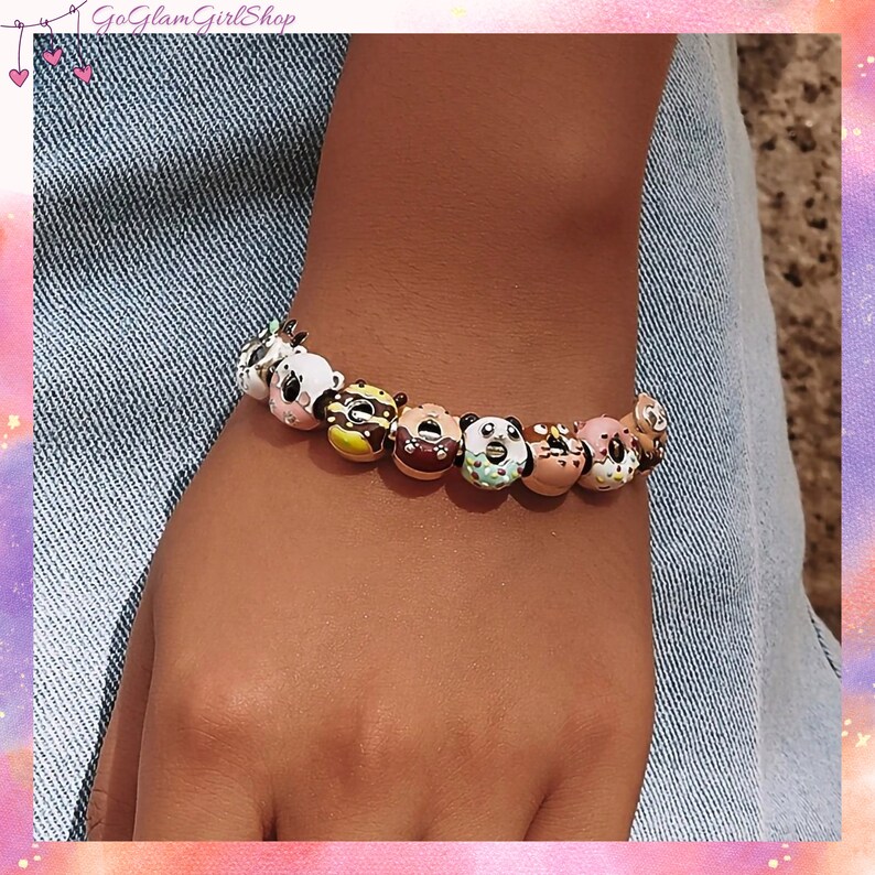 S925 Cute Animal Donuts Charms for Pandora Charm Bracelet: Cat, Owl ...