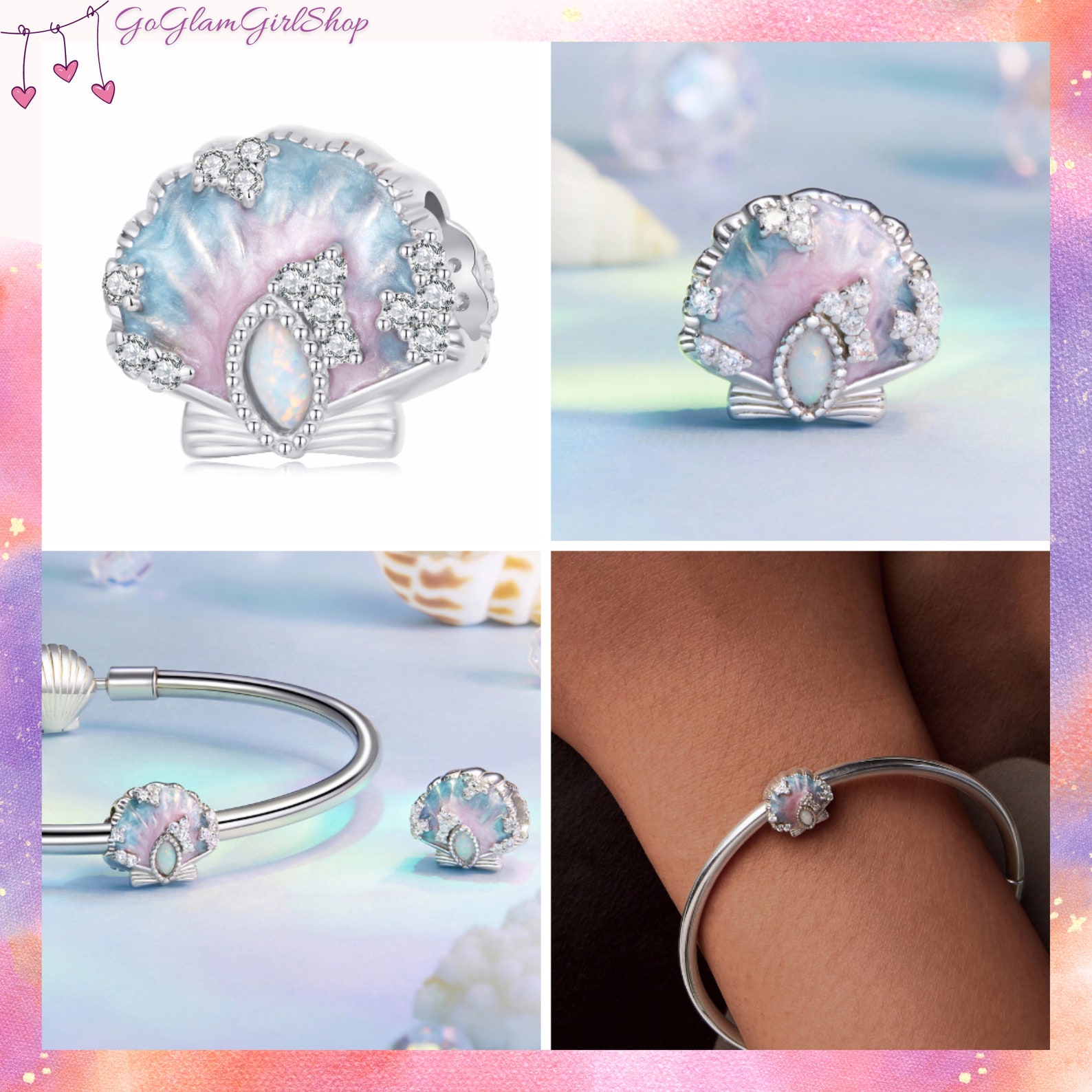 S925 Sterling Silver Ocean Charms, Blue Whale, Pearl Shell, Sea Turtle ...