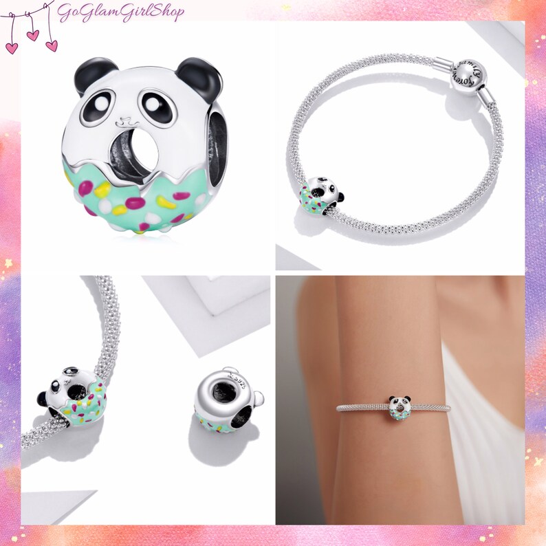 S925 Cute Animal Donuts Charms for Pandora Charm Bracelet: Cat, Owl ...