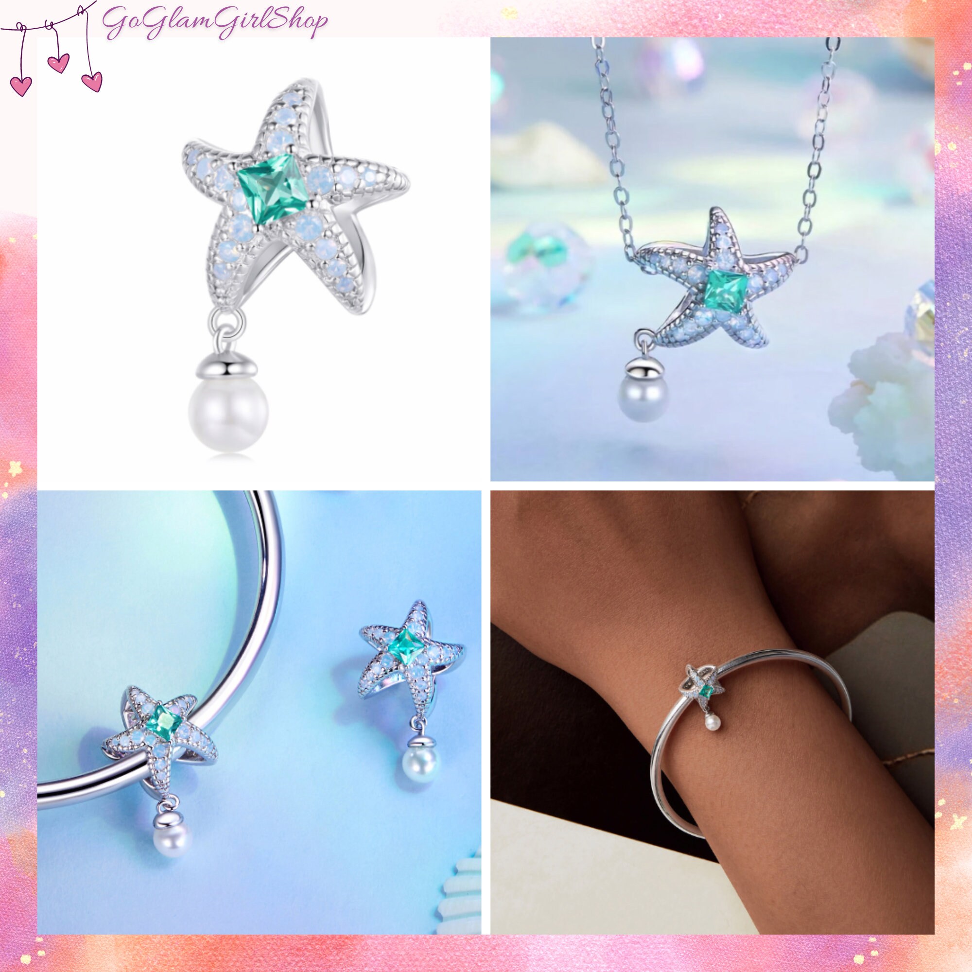 S925 Sterling Silver Ocean Charms, Blue Whale, Pearl Shell, Sea Turtle ...