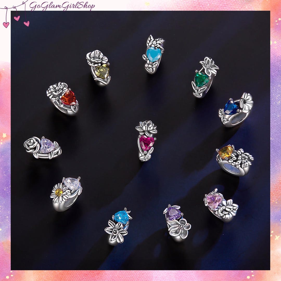 S925 Birthstone Stopper Charms for Pandora Charm Bracelet: Birth Month ...