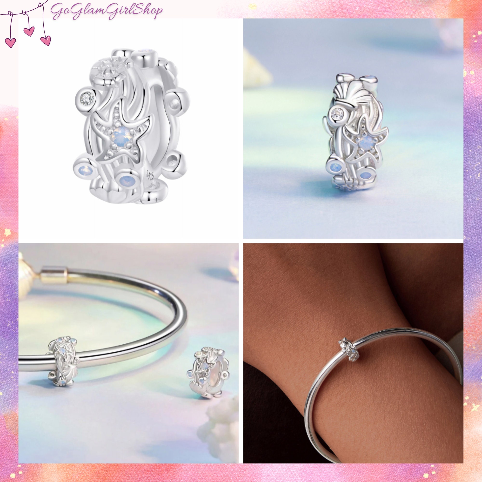 S925 Sterling Silver Ocean Charms, Blue Whale, Pearl Shell, Sea Turtle ...