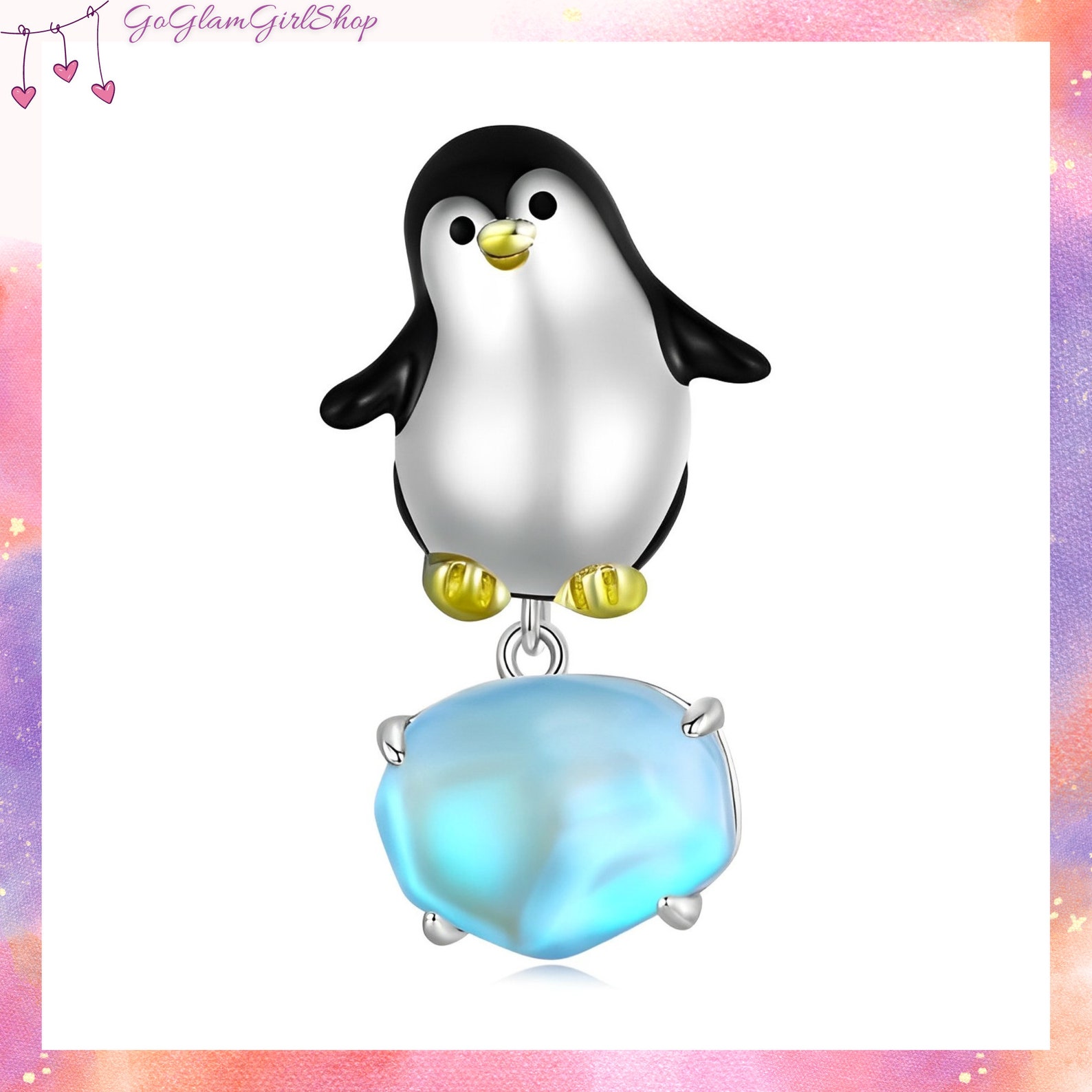 S925 Cute Penguin on the Ice Charm for Pandora Charm Bracelet, Birthday ...