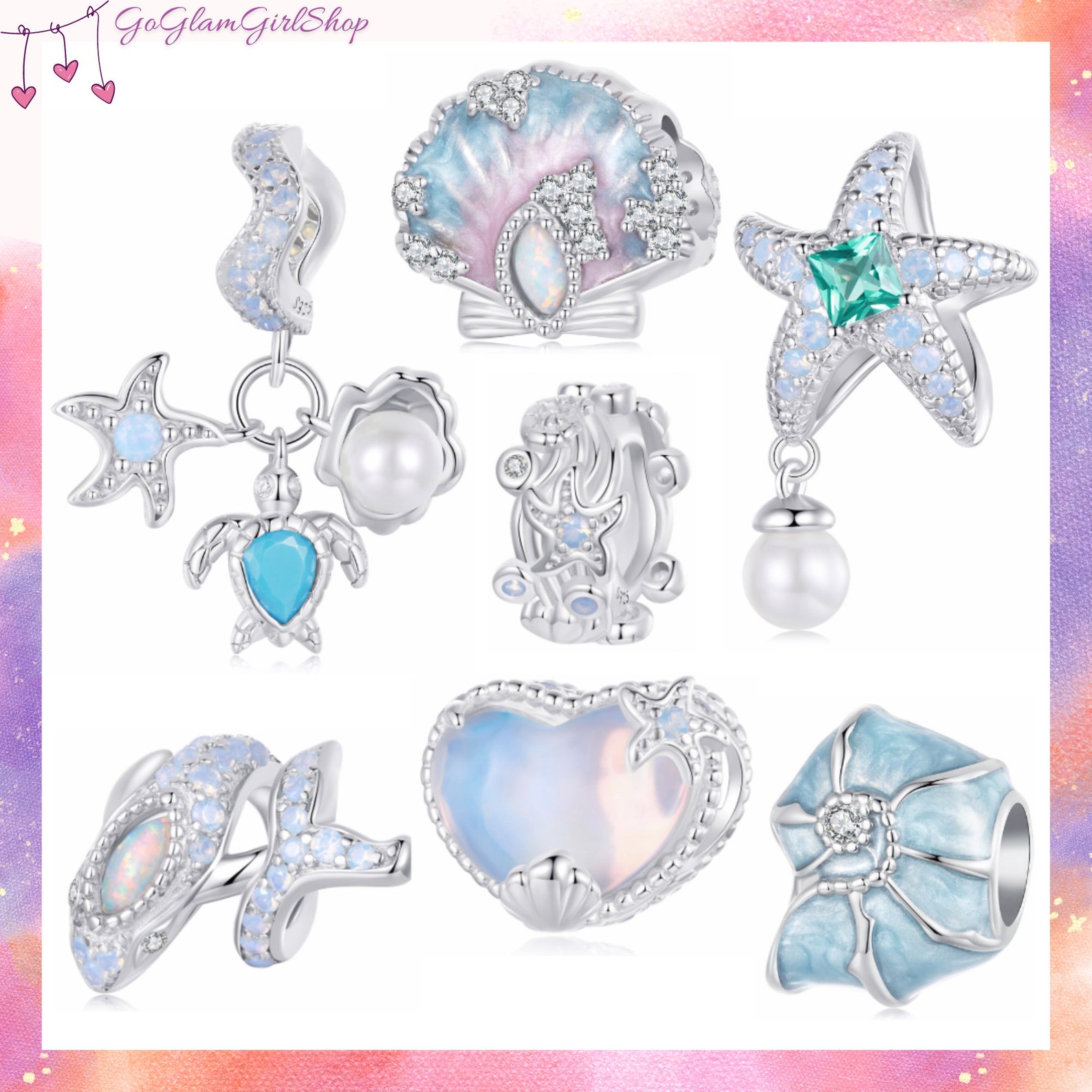 S925 Dreamy Ocean Charms for Pandora Bracelet, Blue Whale, Sea Turtle ...