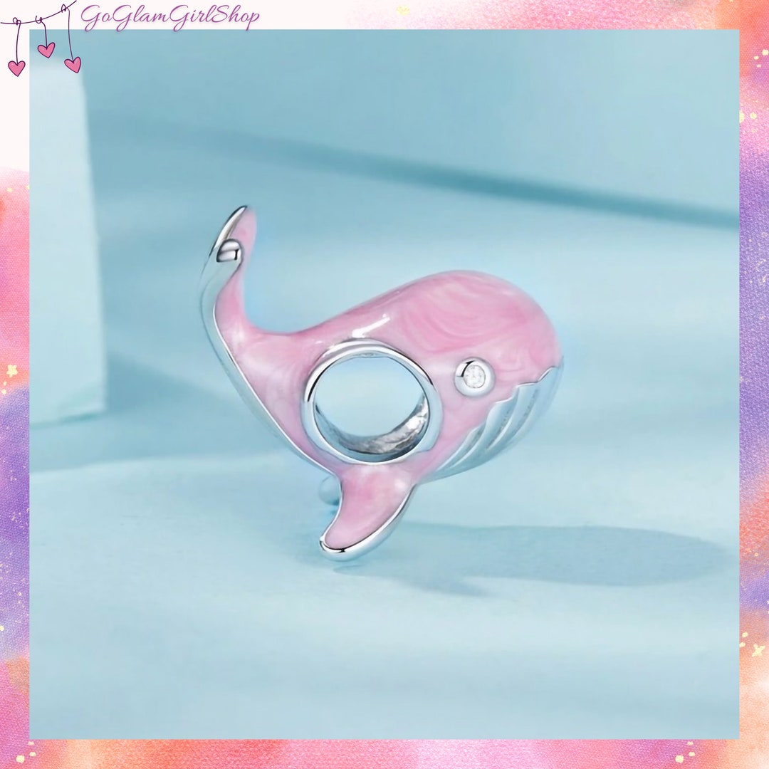 S925 Cute Pink Whale Charm for Pandora Charm Bracelet, Enamel Animal ...