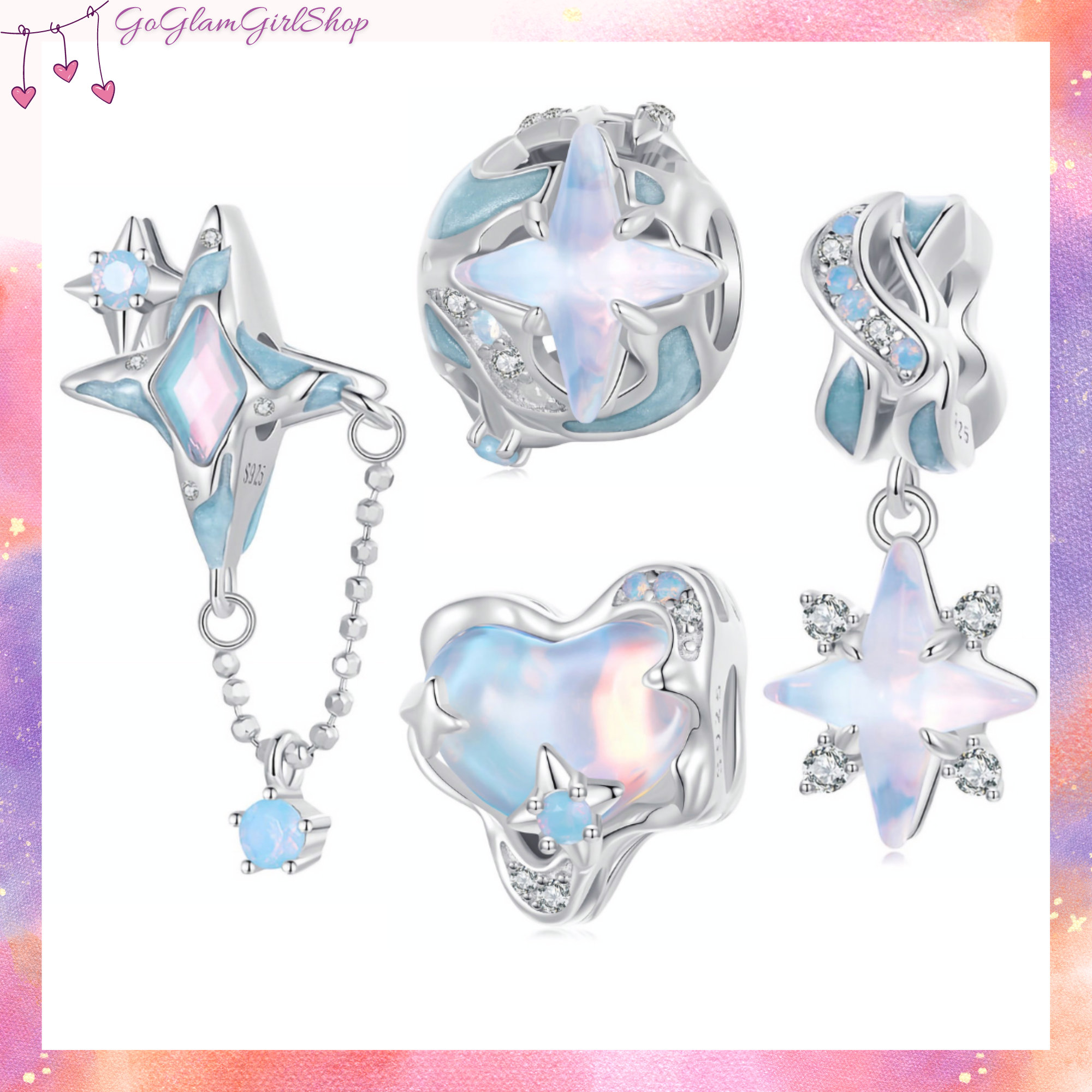 S925 Enchanted Starry Sky Charms for Pandora Charm Bracelet: Cosmic ...