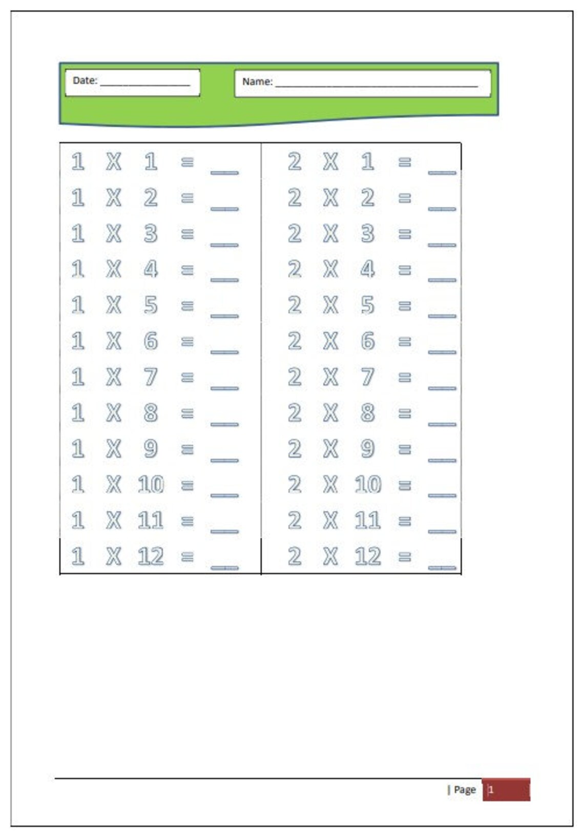 Learn and Practice Multiplication Tables 1 to 10 - Etsy