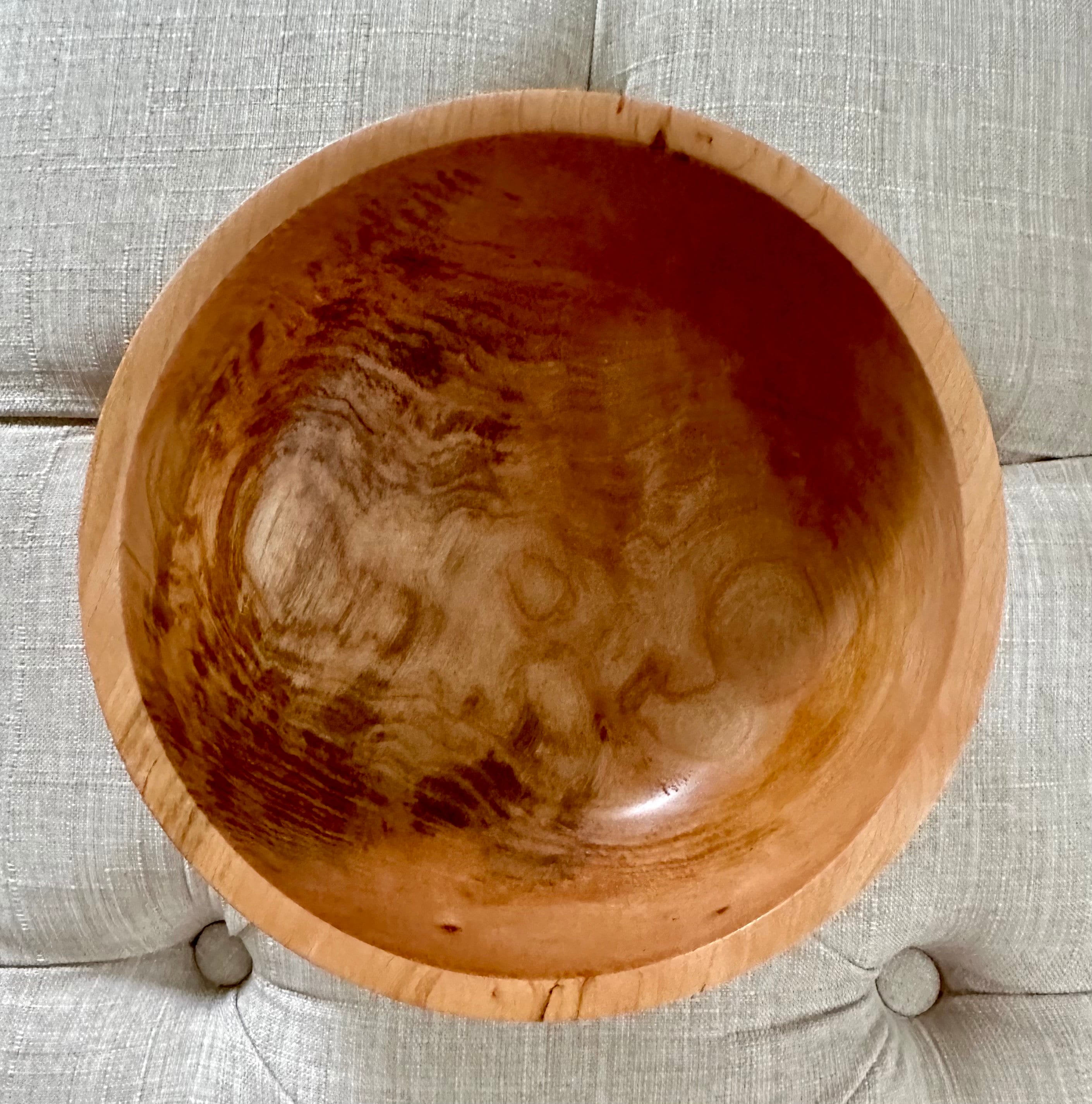 Handcrafted Lathe Turned Solid Cherry Wood Embelished Bowl With Artisan ...