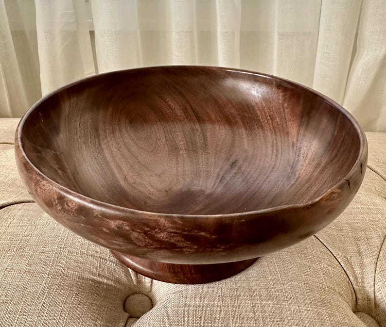 Bespoke Wood Artistry Custom Lathe Turned Solid Walnut Wood Bowl With ...