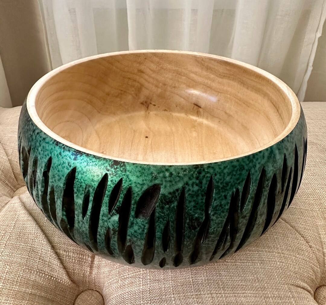 Handcrafted Lathe Turned Solid Poplar Ebonized Then Painted Irridesant ...