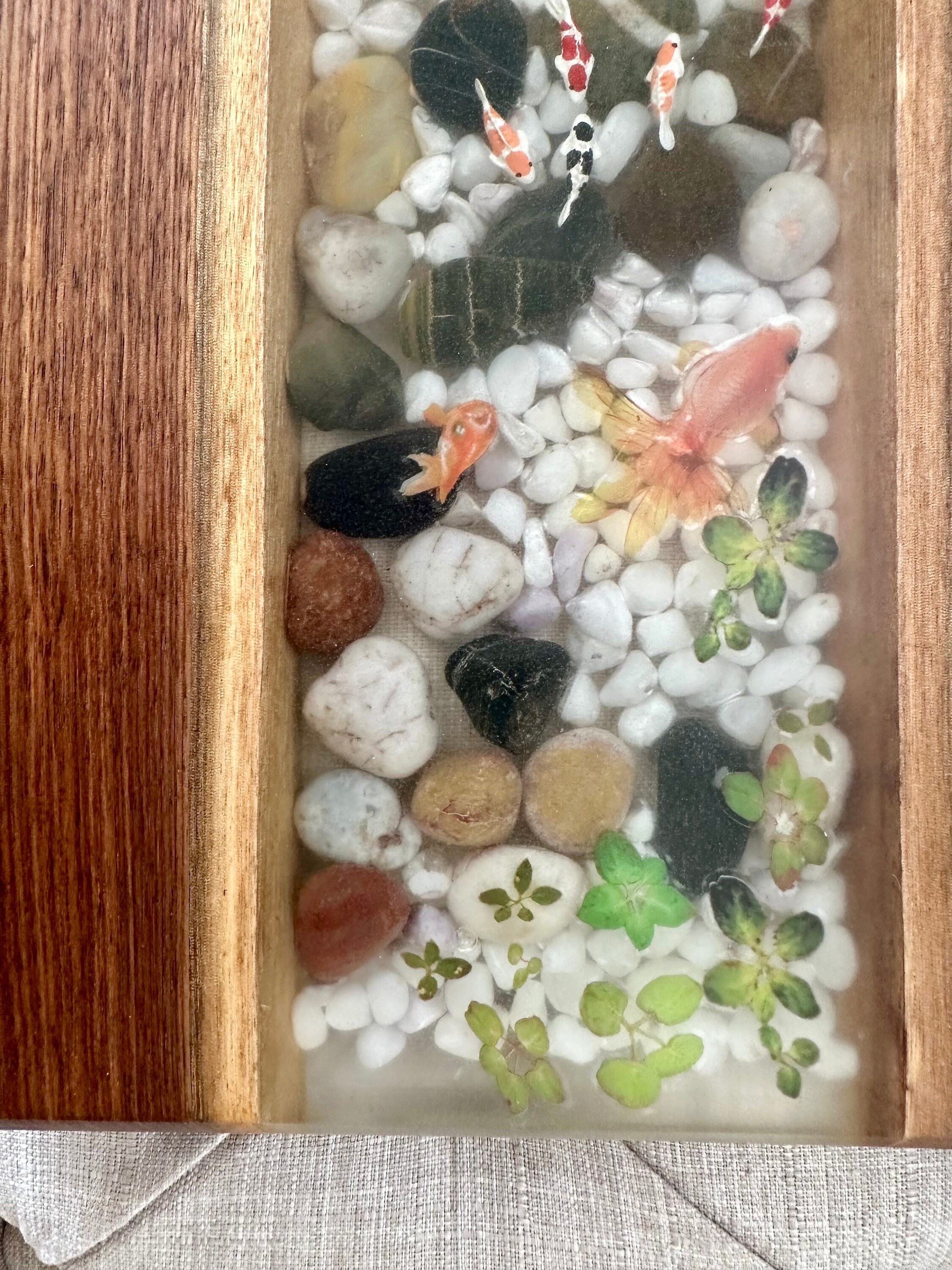 Handcrafted Pond Koi Fish Epoxy & Solid Walnut Wood Charcuterie Serving ...