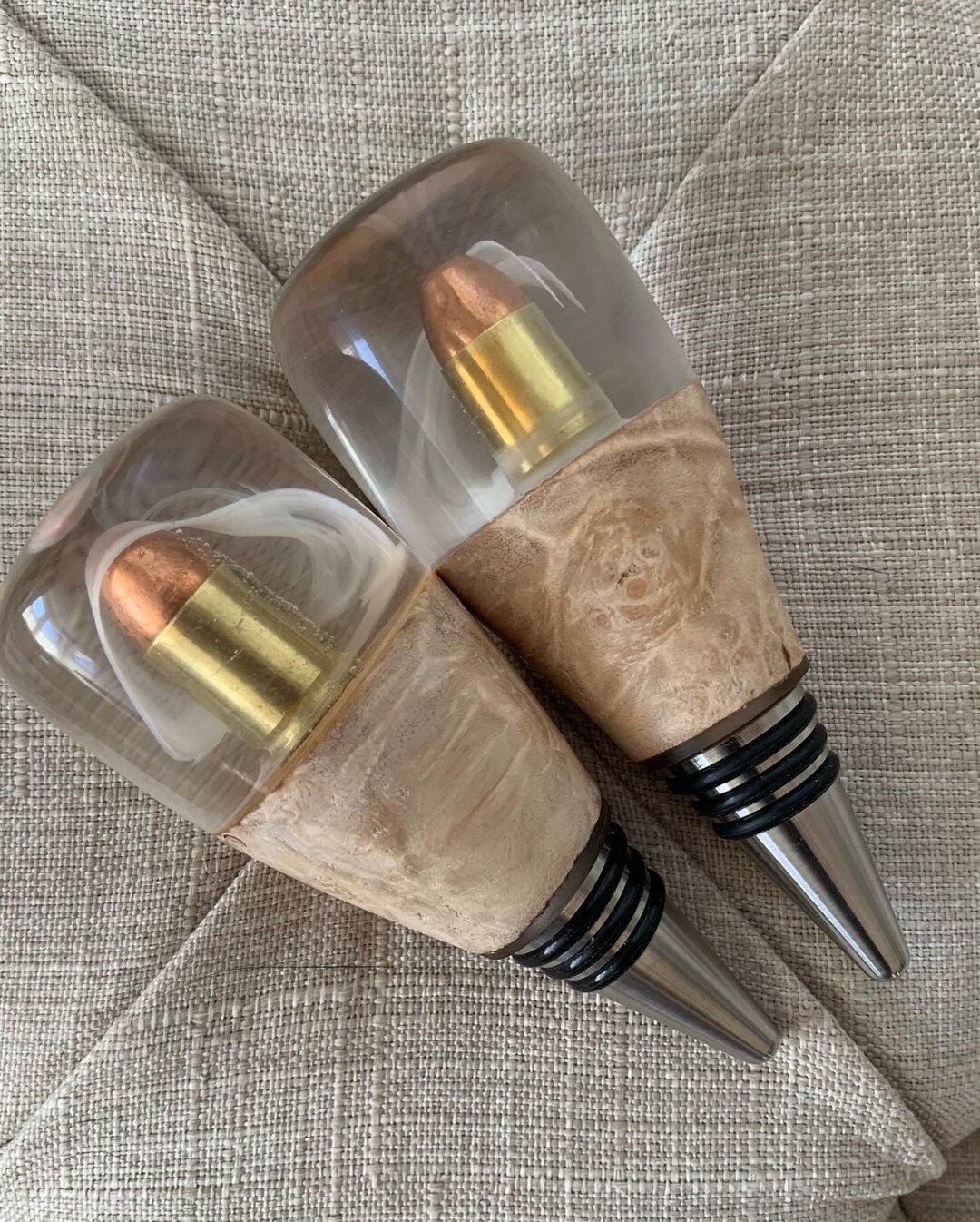 Handcrafted Epoxy and Maple Burl & Smoking Bullet Bottle Stopper - Etsy