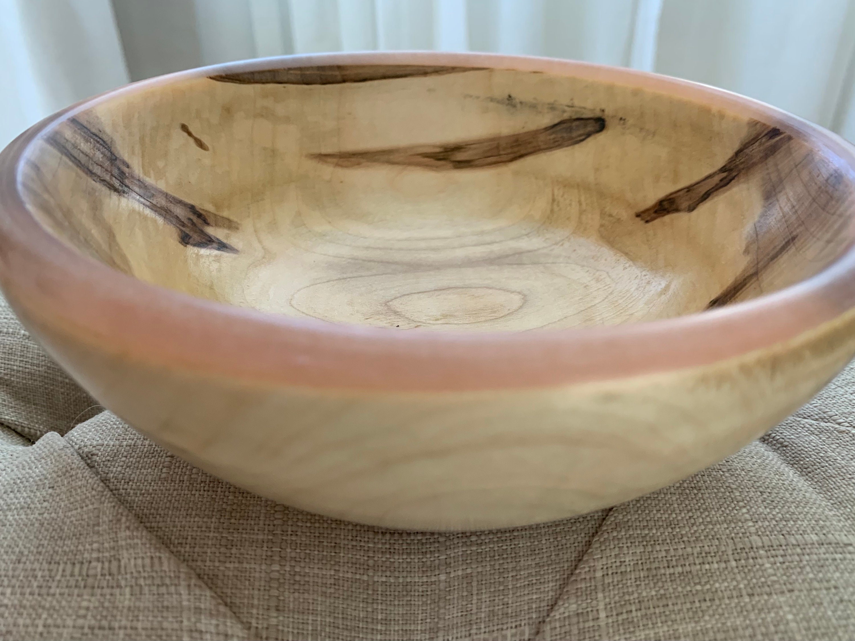 Handcrafted Lathe Turned Silver Maple and Blush Pink Epoxy Rim Bowl ...