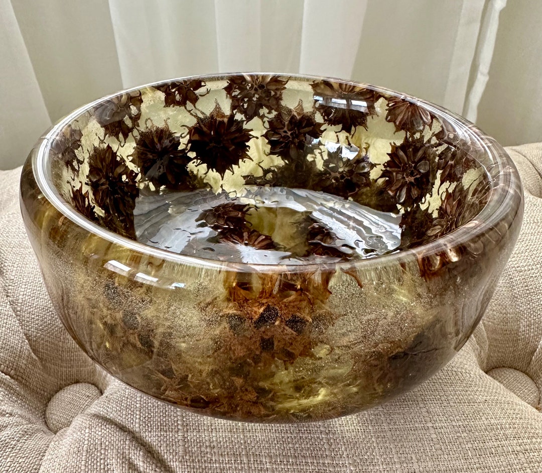 Lathe Turned Sweet Gum Seed Bowl, Green and Gold Epoxy - Etsy