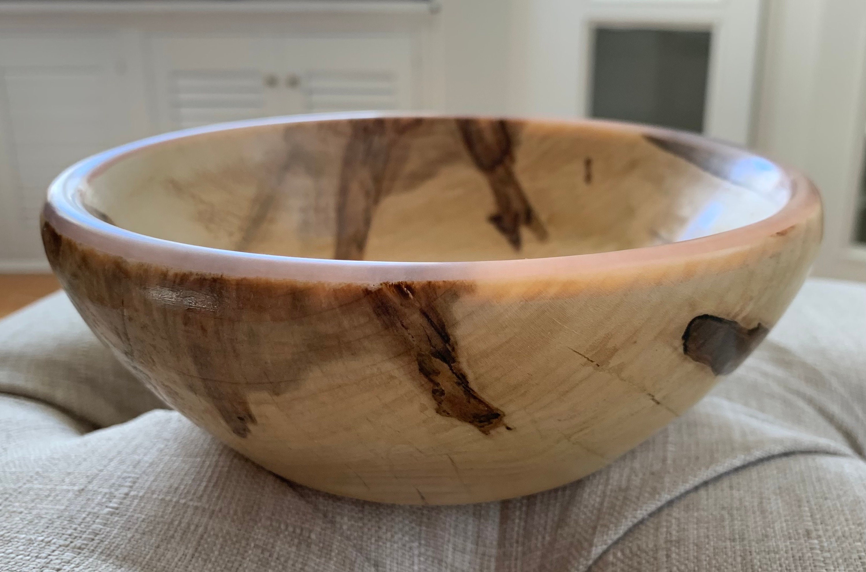 Handcrafted Lathe Turned Silver Maple and Blush Pink Epoxy Rim Bowl ...