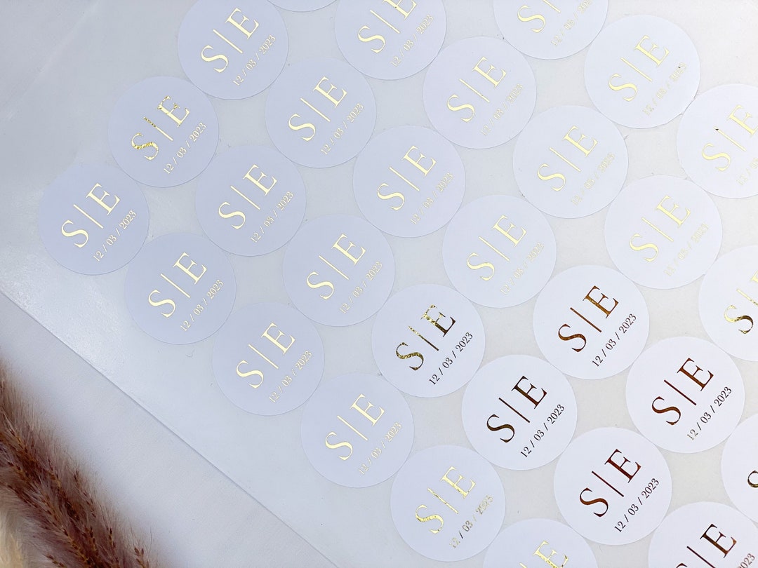 Round Personalized Stickers-white for Wedding or Engagement With ...
