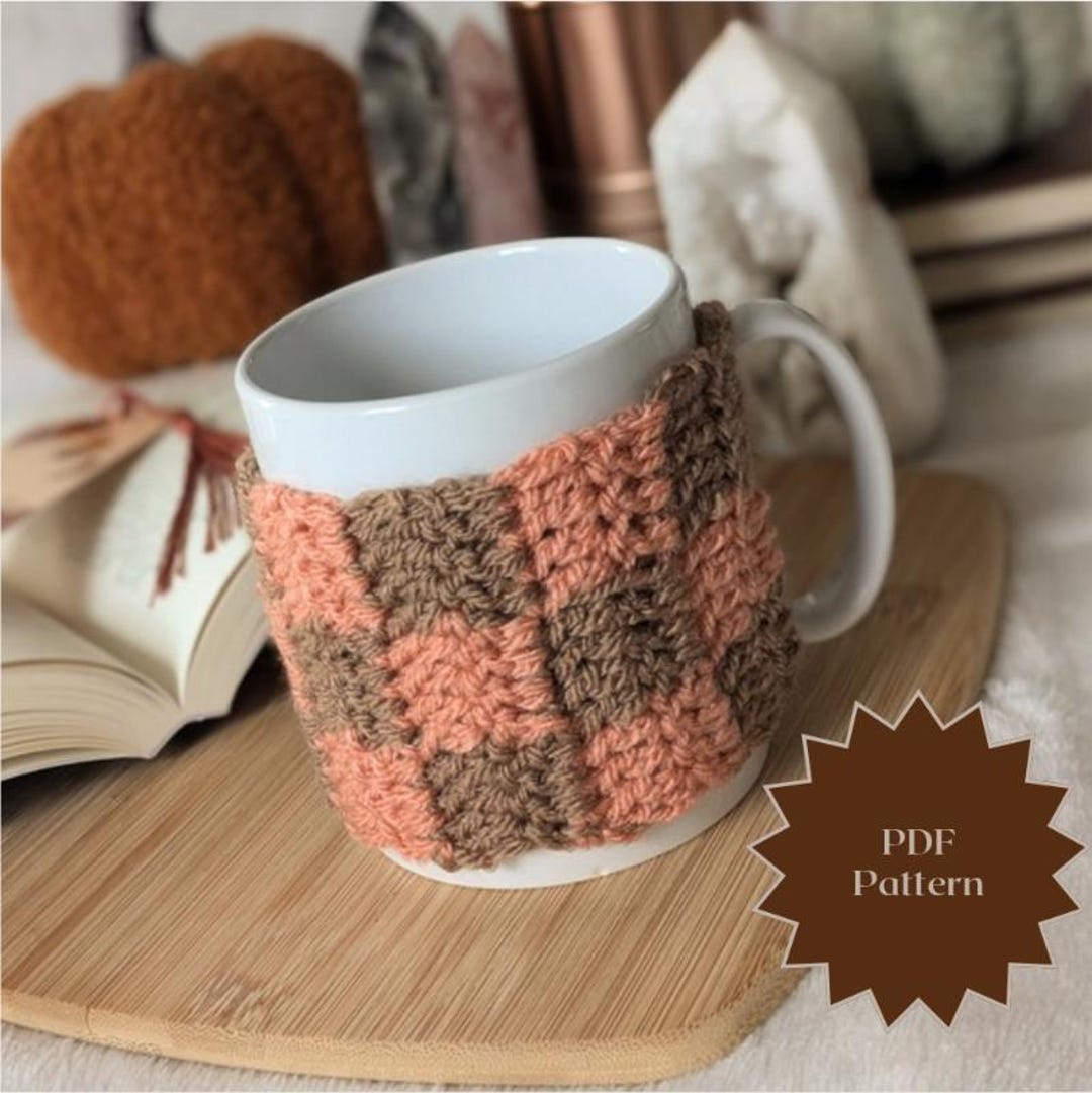 Checked Mug Cosy Crochet Pattern | Autumnal Cover for Mug With Handle ...