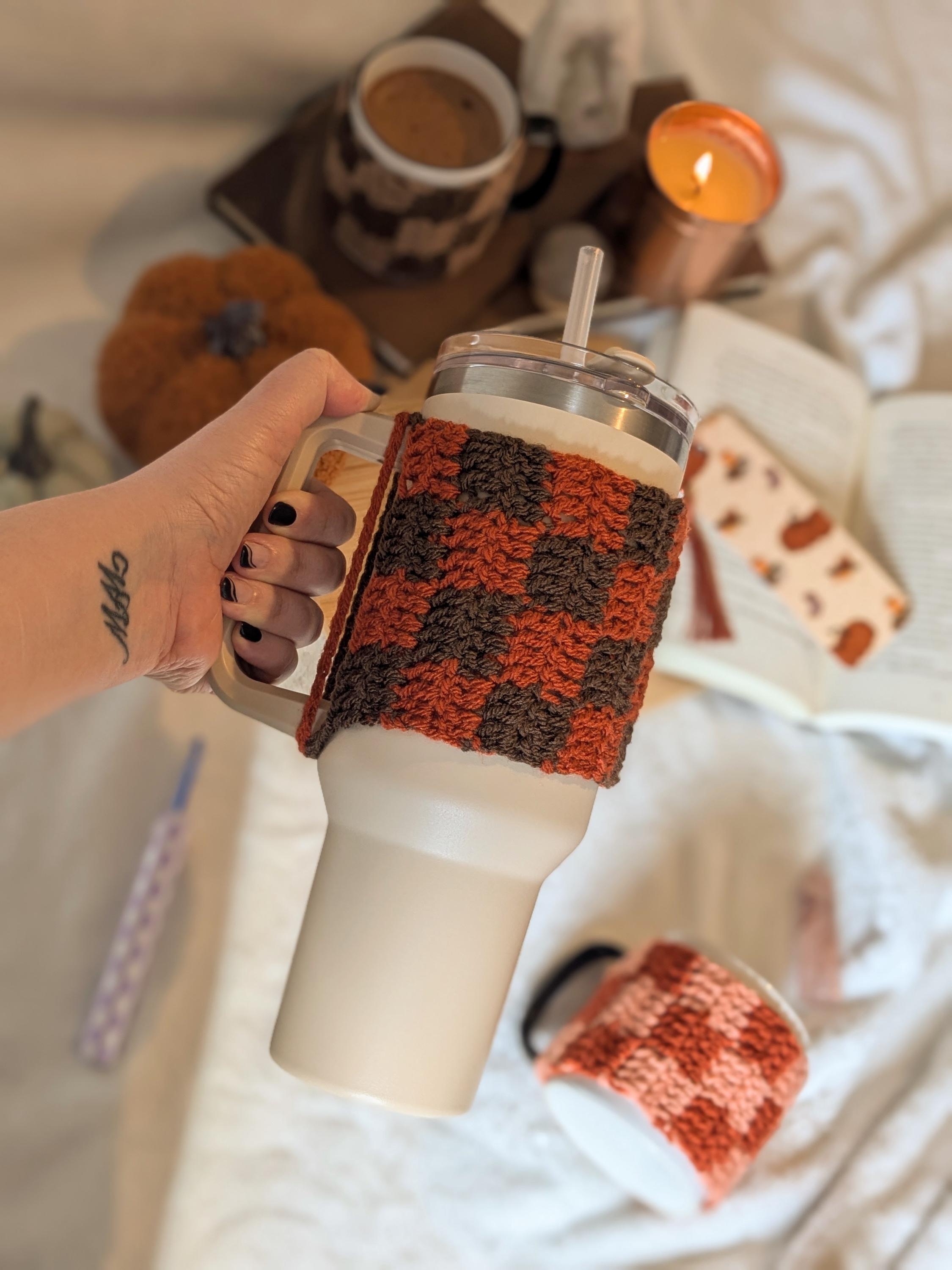 2-in-1 Checked Cup Cosy Bundle Crochet Patterns | Crochet Mug Cosy and ...