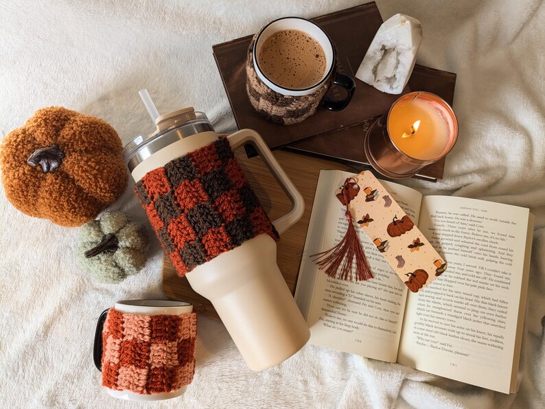 2-in-1 Checked Cup Cosy Bundle Crochet Patterns | Crochet Mug Cosy and ...
