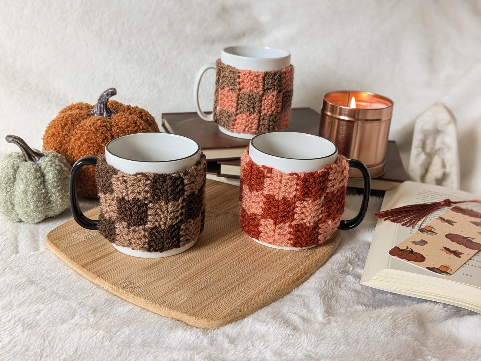 2-in-1 Checked Cup Cosy Bundle Crochet Patterns | Crochet Mug Cosy and ...