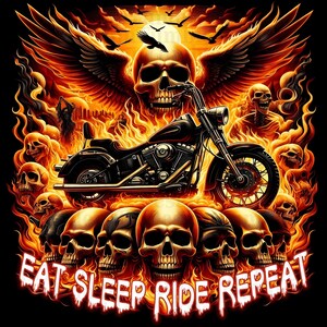 Eat Sleep Ride Repeat PNG Sublimation Design, Hell Rider Png, Flaming Bike Design, Biker Shirt ...