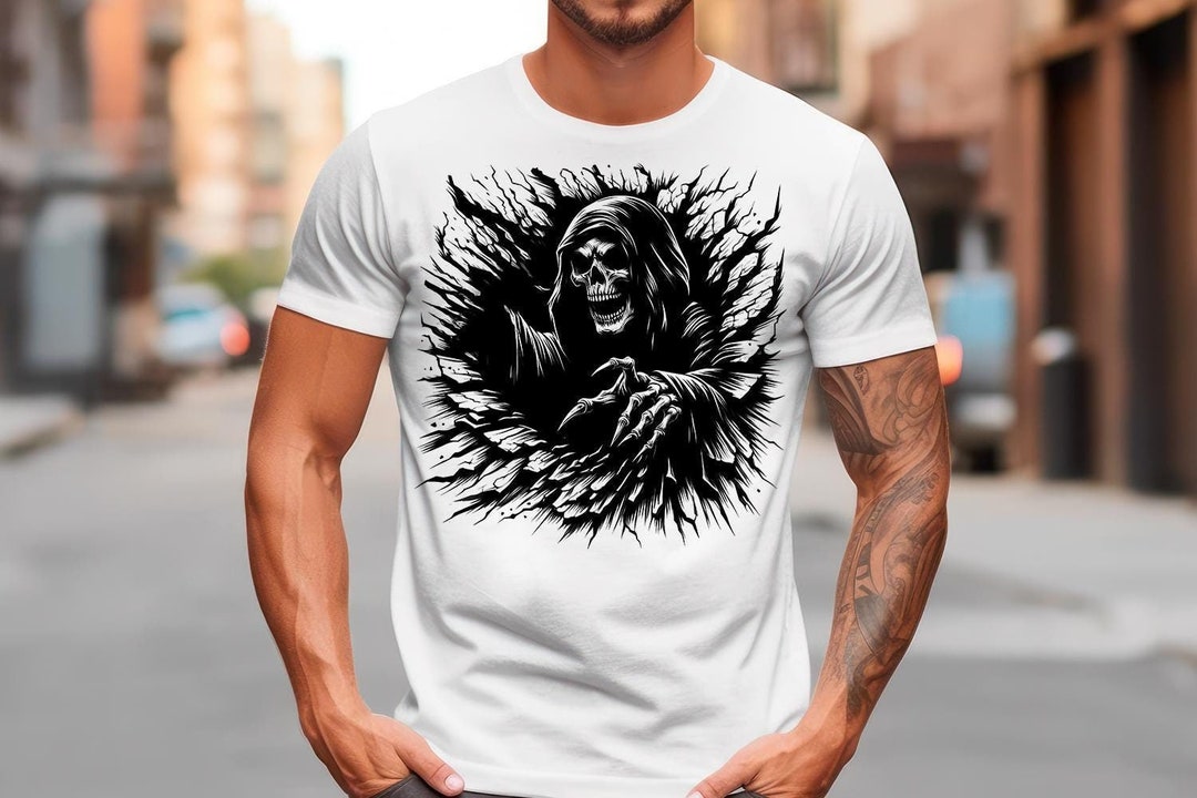 Grim Reaper Svg & PNG Files, Death Breaking Wall Clipart Silhouette ...