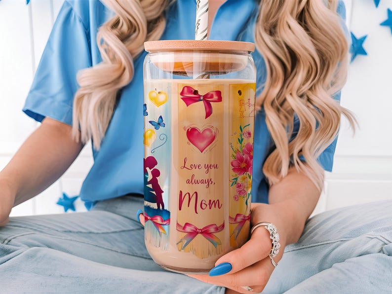 Mom Life 16oz Libbey Glass Can Tumbler Sublimation Design, UV Dtf Cup ...