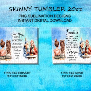 Best Friends 20 Oz Skinny Tumbler Wrap Png, Friendship Sublimation ...
