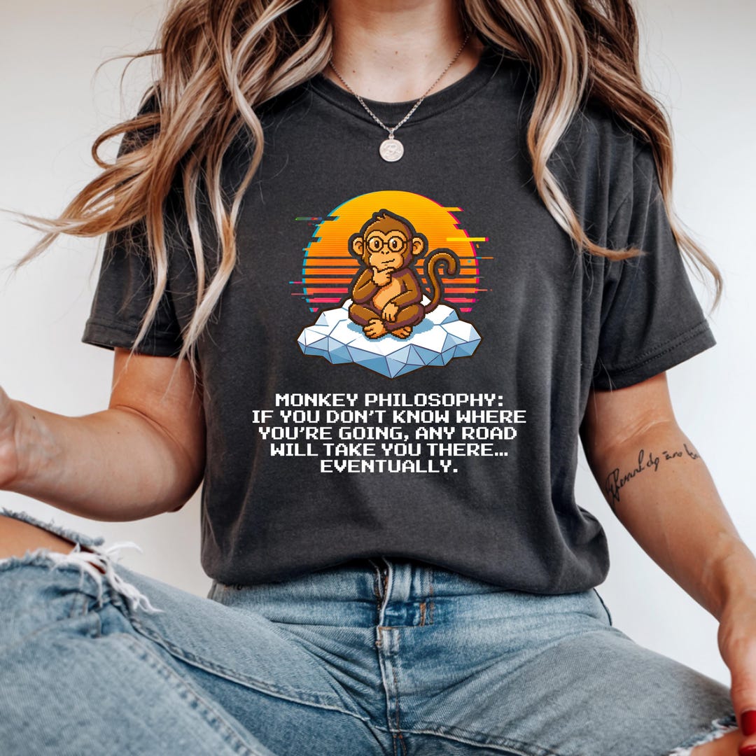 Monkey Philosophy PNG, Retro Pixel Art Sublimation Design, Trendy Meme ...