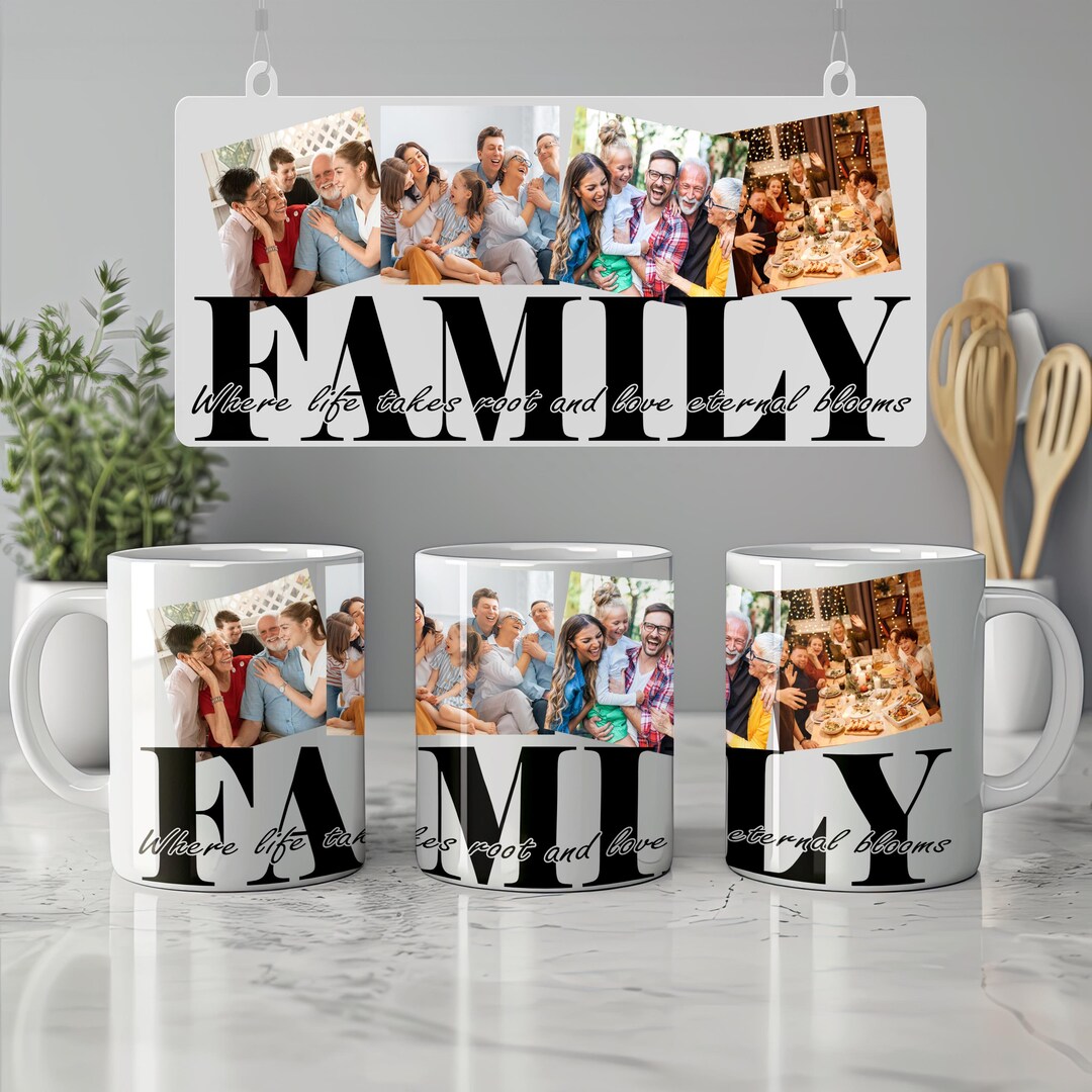 Photo Family Collage Mug Wrap, Add Photo Collage 11oz 15oz Mug Design ...