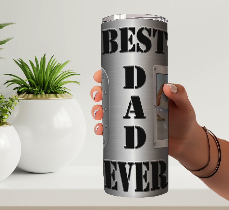 Best Dad Ever Tumbler Wrap, Add Your Own Photos, Dad Photo Tumbler ...