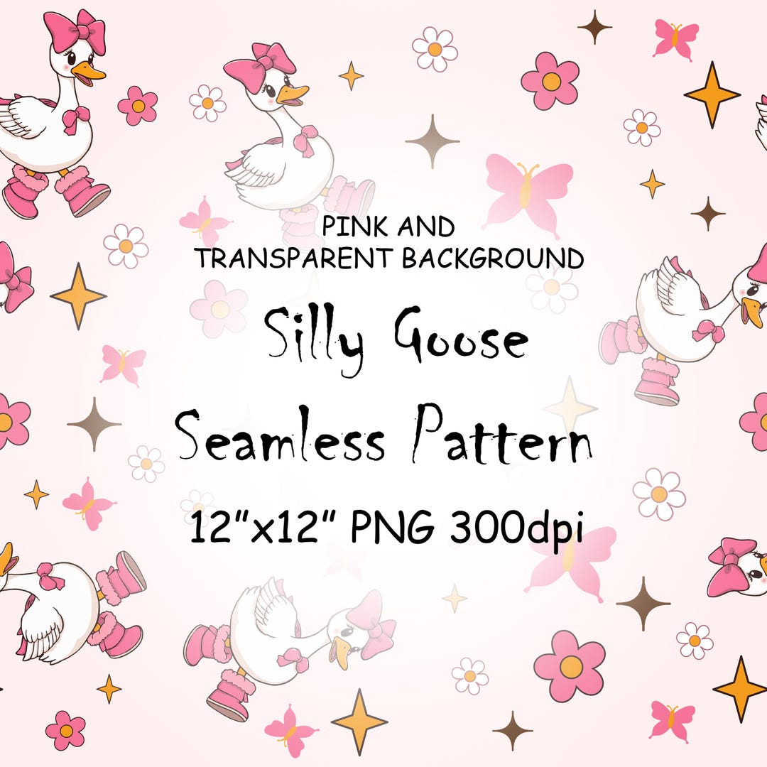 Silly Goose Seamless Pattern PNG, Cute Girly Goose Repeating Design ...