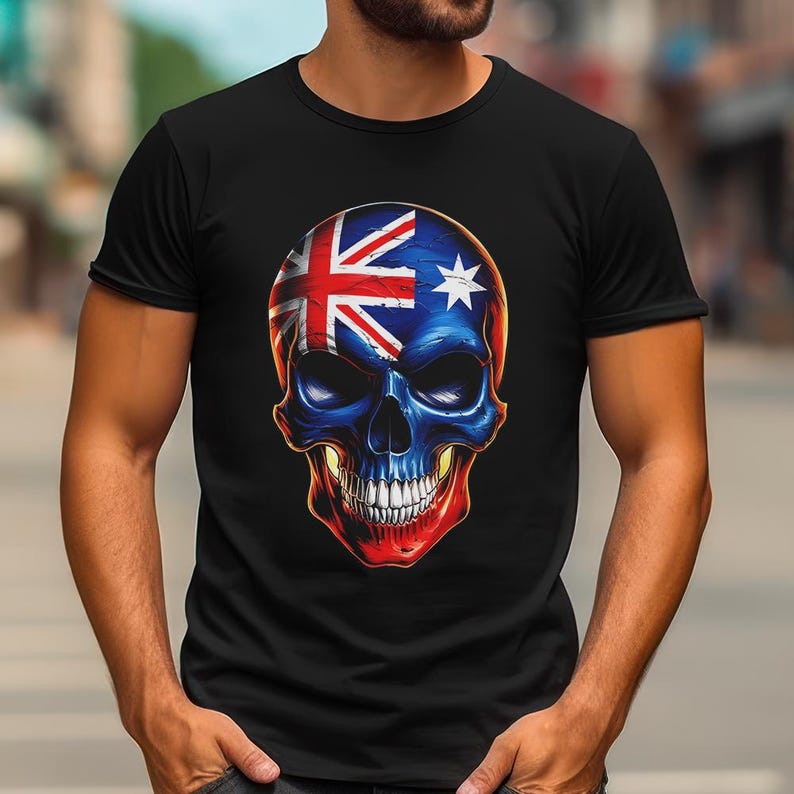 Australian Flag Skull PNG: Biker Shirt Design (digital Download) - Etsy ...