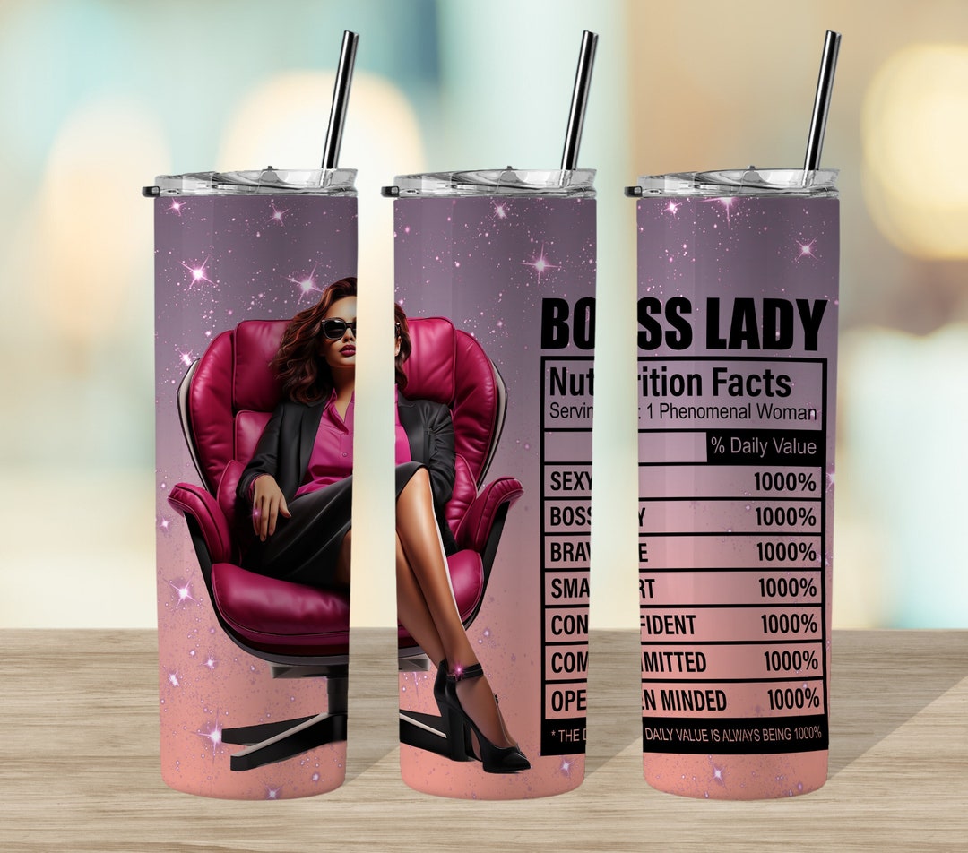 Boss Lady Nutrition Facts Sublimation Design, 20oz Skinny Tumbler Wrap ...