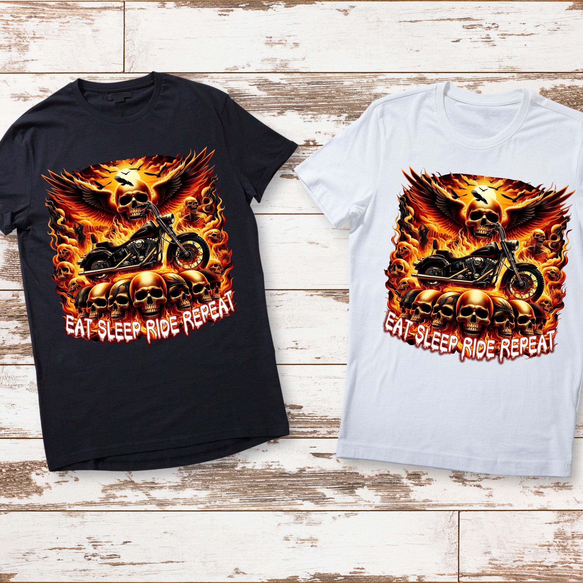 Eat Sleep Ride Repeat PNG Sublimation Design, Hell Rider Png, Flaming ...