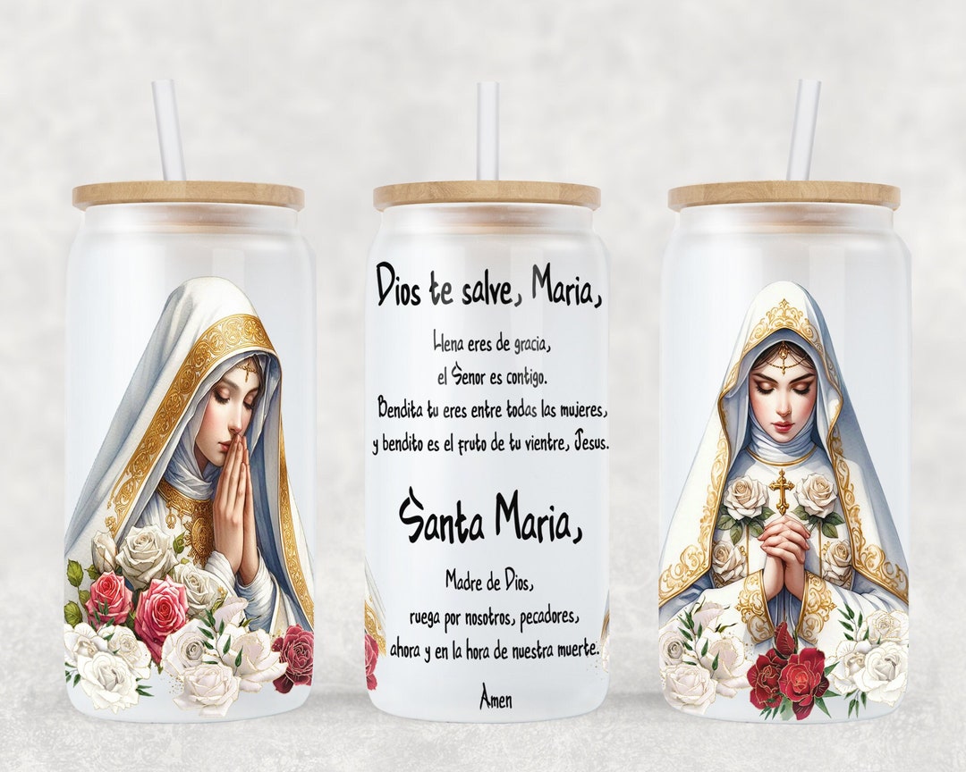 Mystic Rose - Dios Te Salve Maria 16oz Libbey Glass Can Tumbler ...