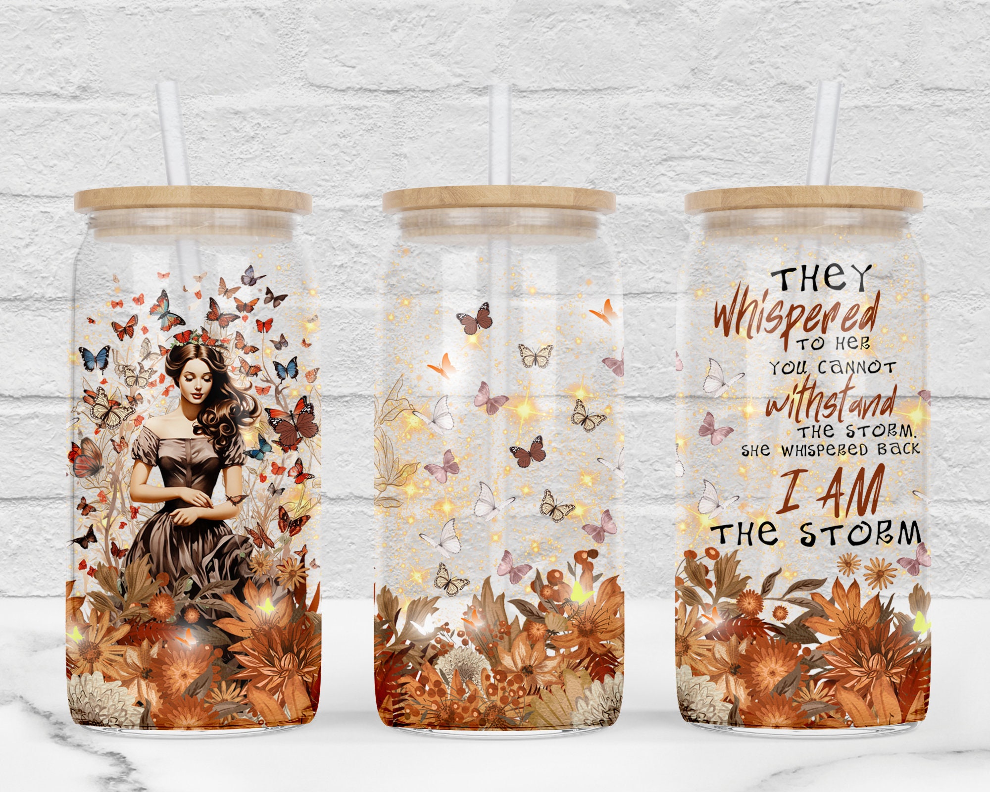 I Am The Storm 16oz Libbey Glass Can Tumbler Sublimation Design Woman