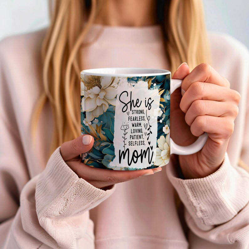 Mom Affirmations Mug Wrap PNG: Floral Sublimation Design (digital ...