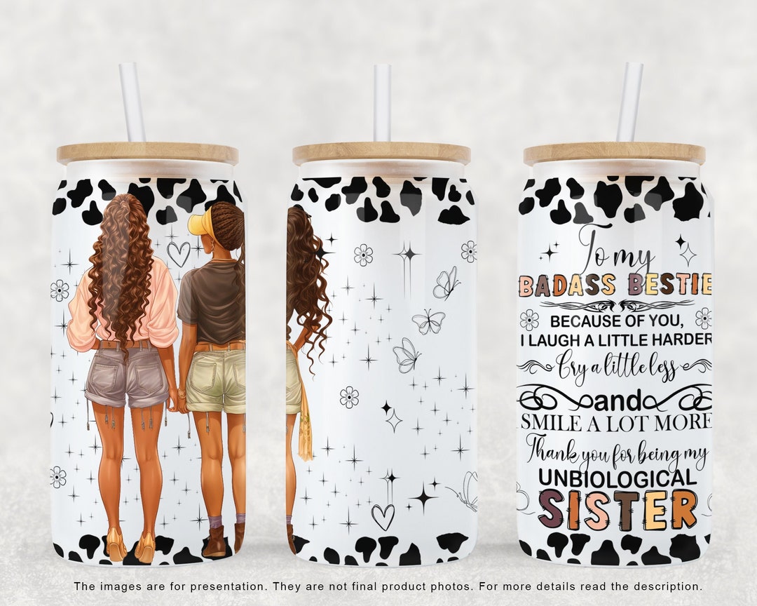 To My Badass Bestie Glass Coffee Cup 16oz Libbey Glass Can, Black ...