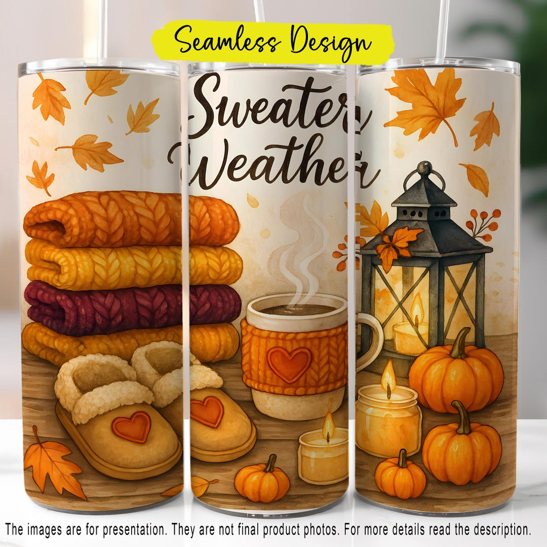 Fall Tumbler Wrap PNG: Sweater Weather, Pumpkin Spice (digital Download ...