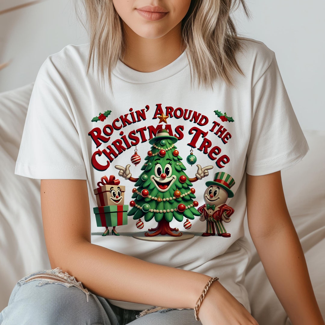 Rockin' Retro Christmas Tree PNG: Groovy Vintage Design (digital ...