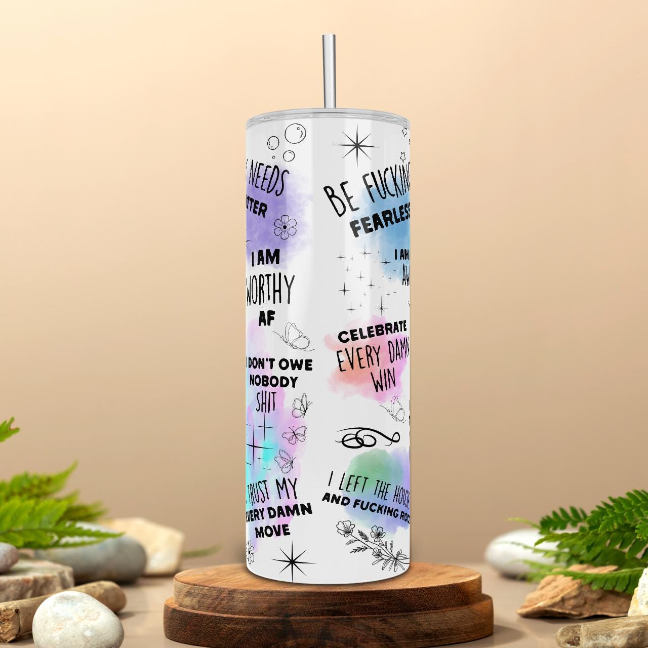Sweary Affirmations Tumbler Wrap: Mental Health Positive Quotes (PNG ...