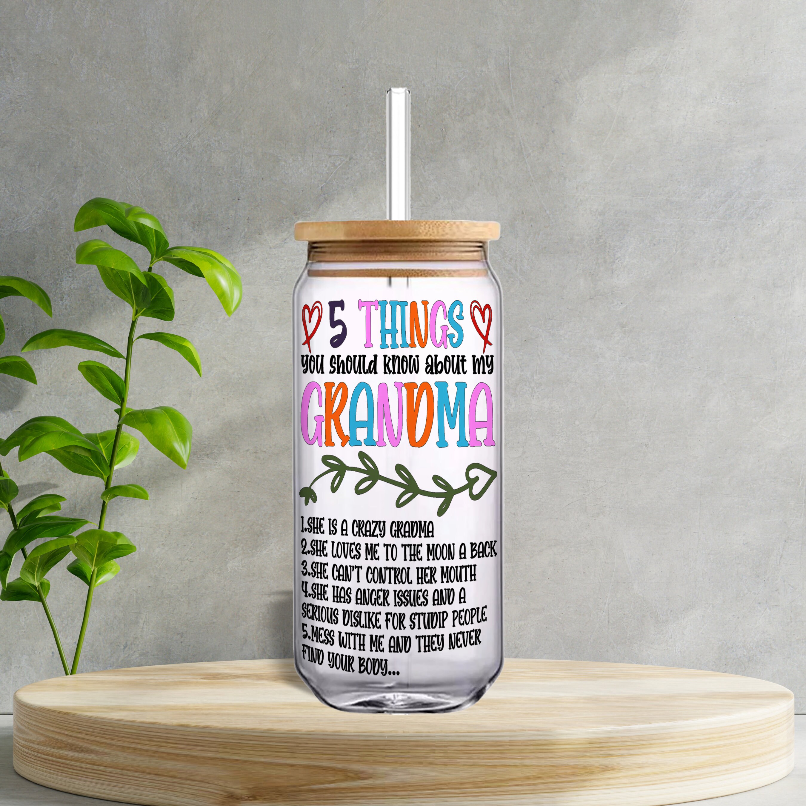 Funny Grandma 16oz Libbey Glass Can Tumbler Sublimation Design, Funny ...