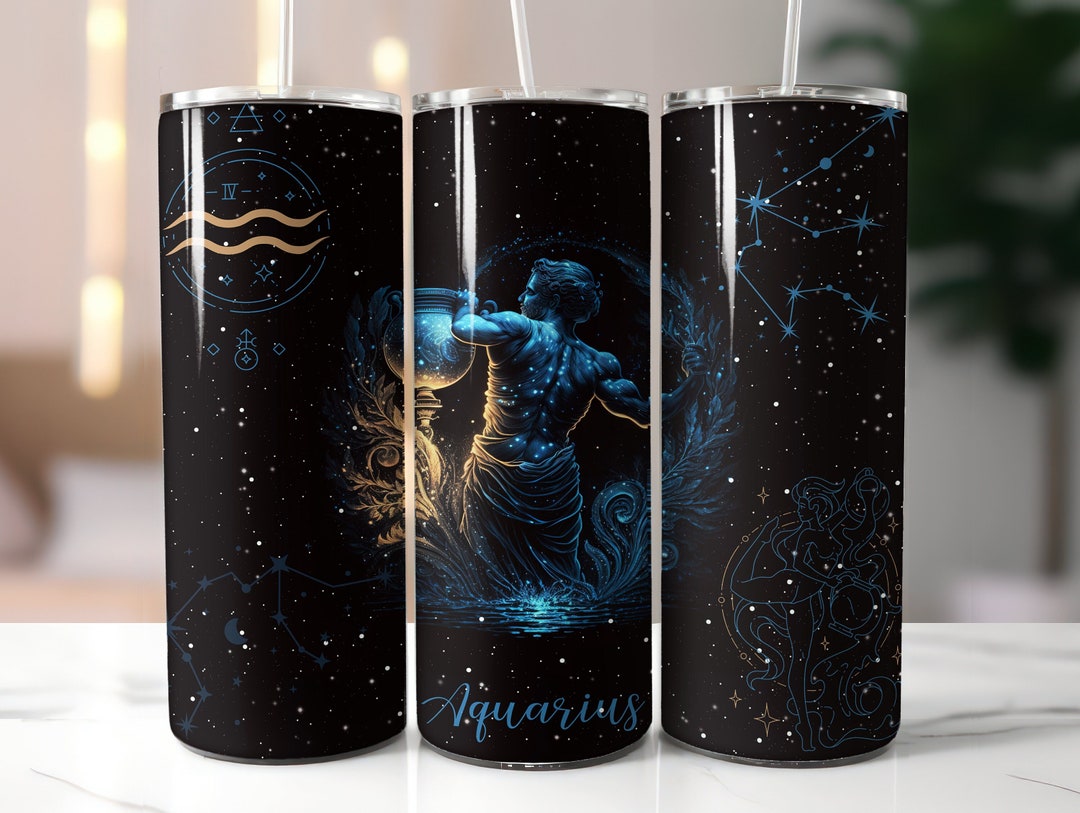 Aquarius Zodiac Tumbler Wrap: Celestial Sublimation Design (digital ...