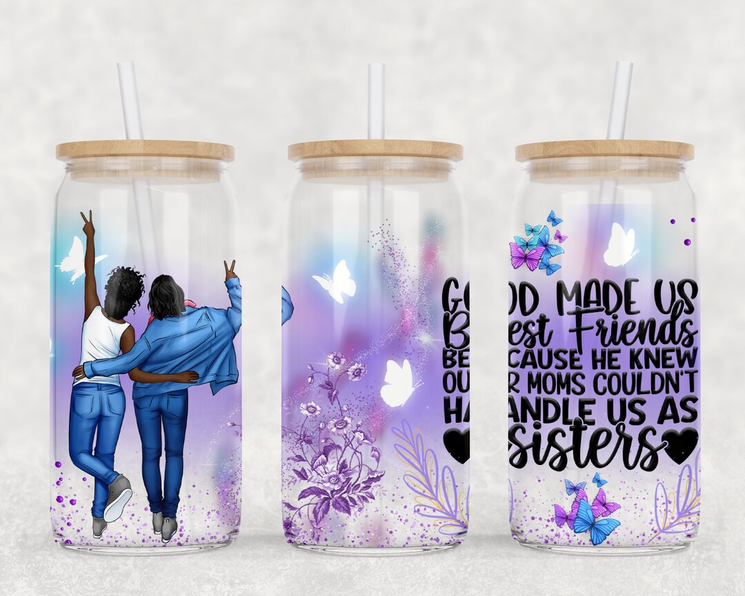 Best Friends Glass Tumbler 16oz Libbey Glass Can Sublimation Design ...