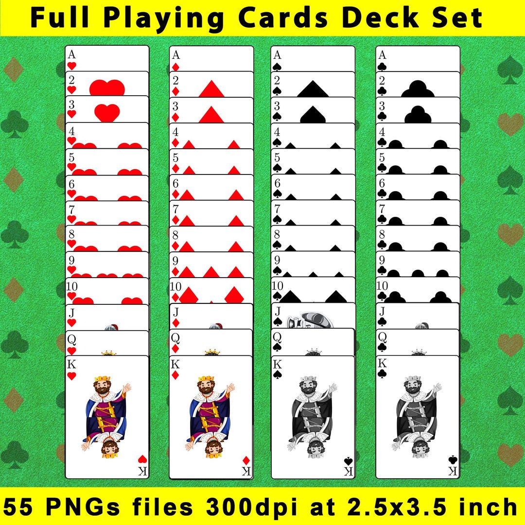 Full Playing Cards Deck Set PNG, Cute Playing Cards Deck Set Bundle ...