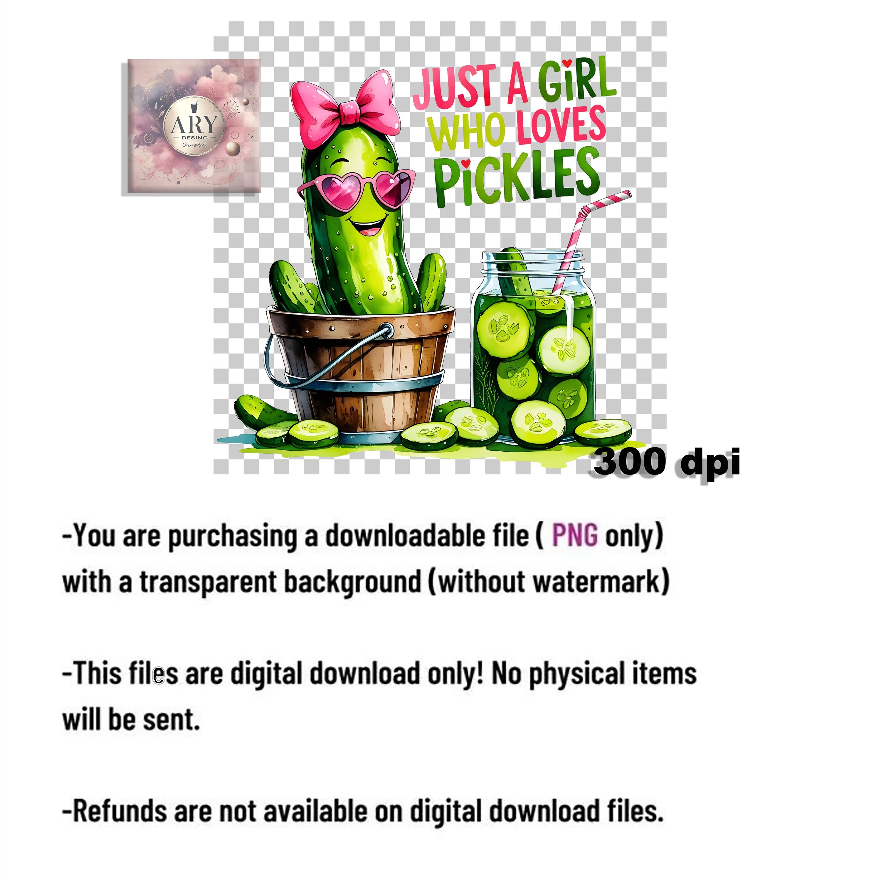 Just a Girl Who Loves Pickles PNG, Cute Pickle Clipart With Heart ...