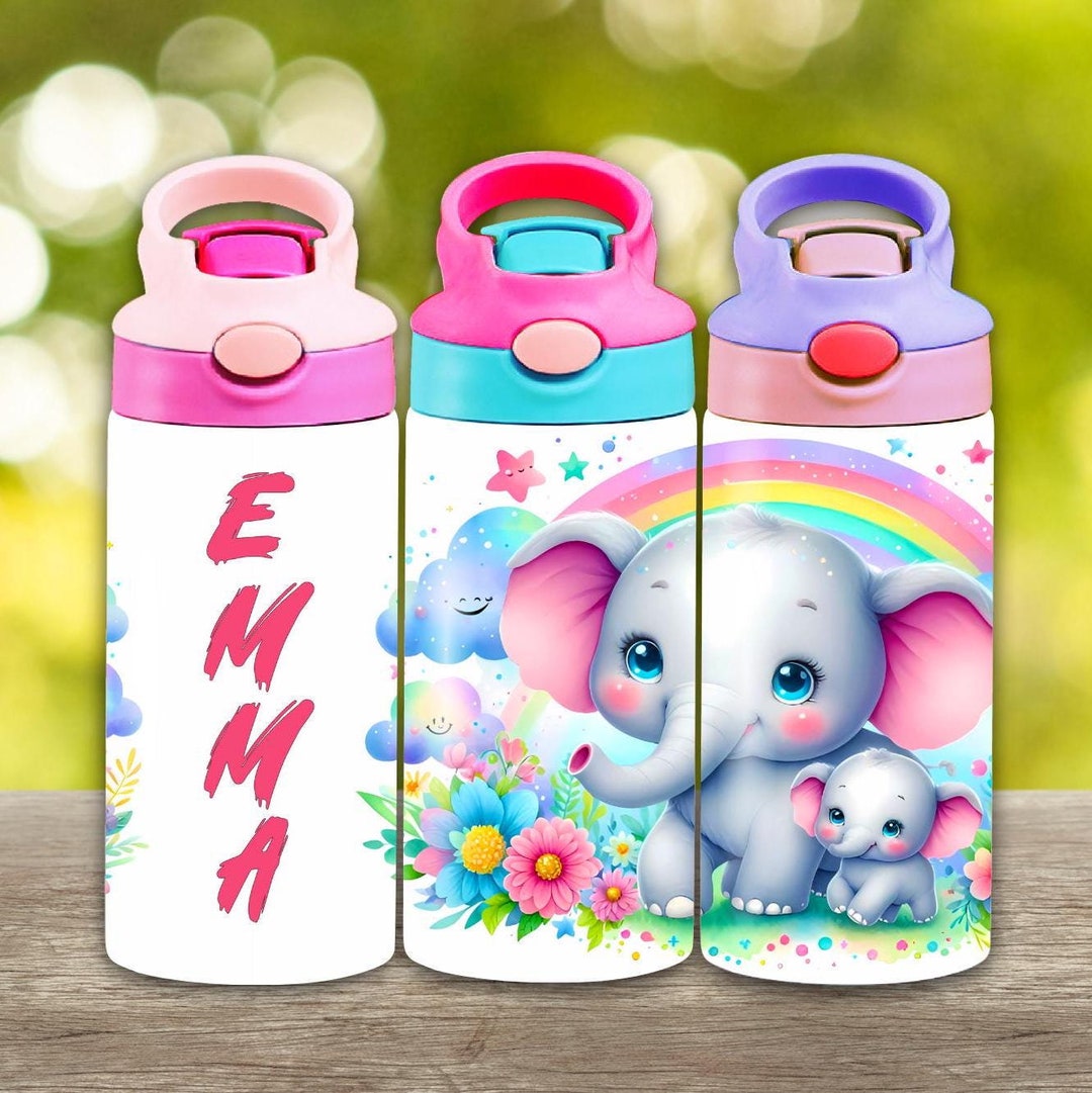 Personalized Elephant Sippy Cup: Rainbow Kids Tumbler (digital Download ...