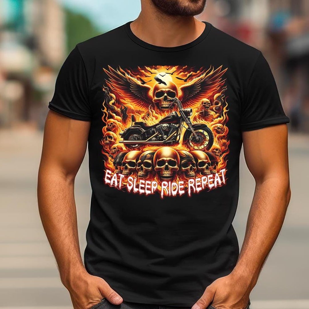 Eat Sleep Ride Repeat PNG Sublimation Design, Hell Rider Png, Flaming ...