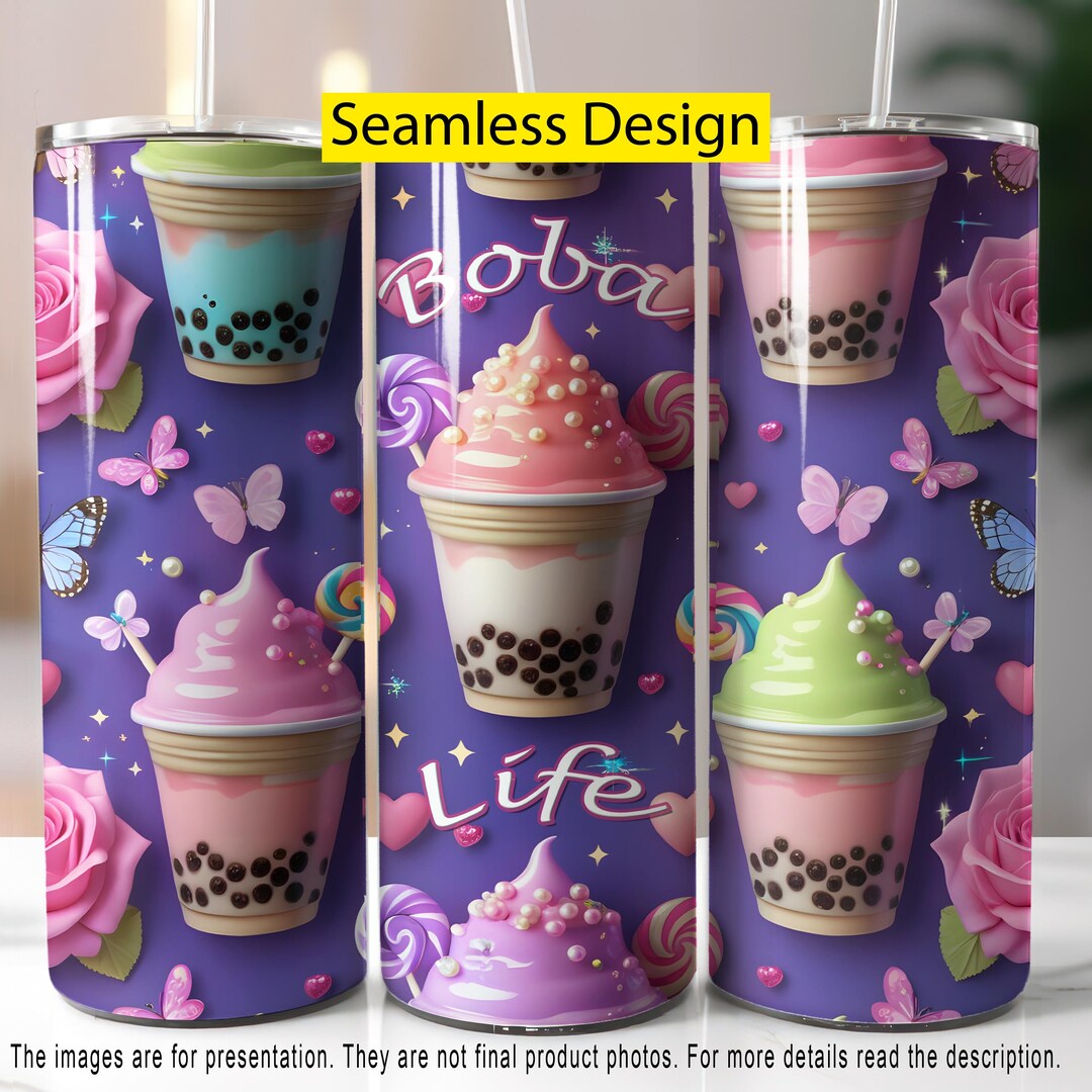 Boba Life Tumbler Wrap PNG: Bubble Tea Design (digital Download) - Etsy
